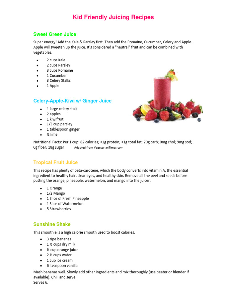 Juicing Recipes For Website | PDF