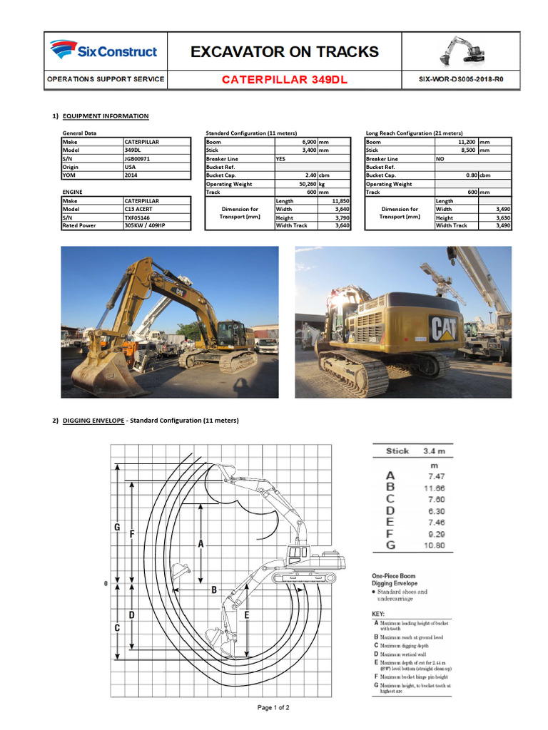 Excavator 50T - CAT 349 D | PDF | Science & Mathematics | Technology ...