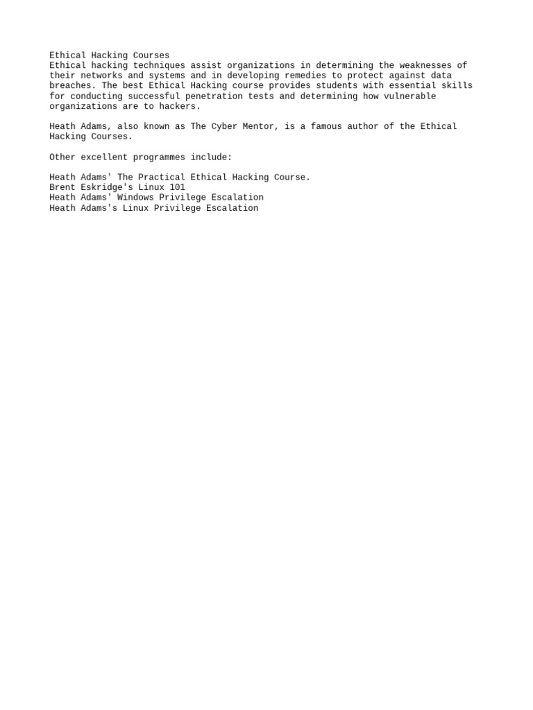 Ethical Hacking Courses | PDF