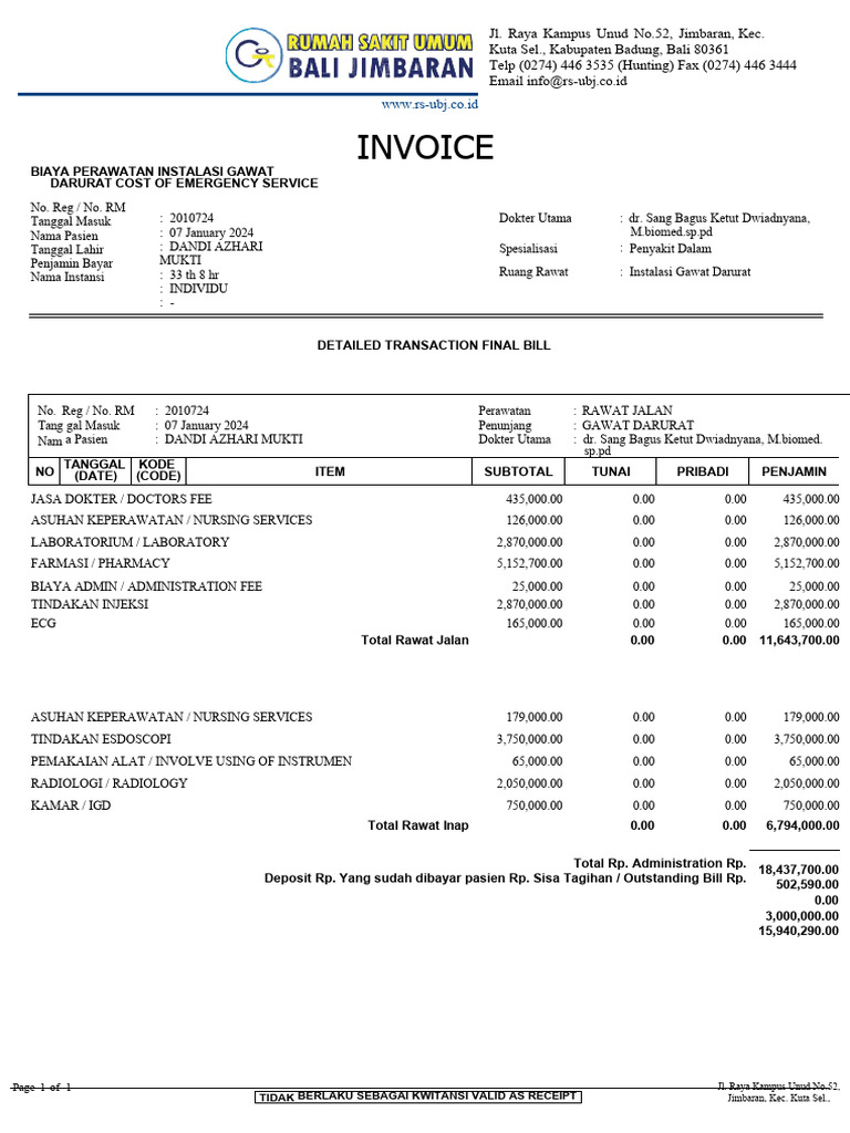Invoice for Emergency Services | PDF