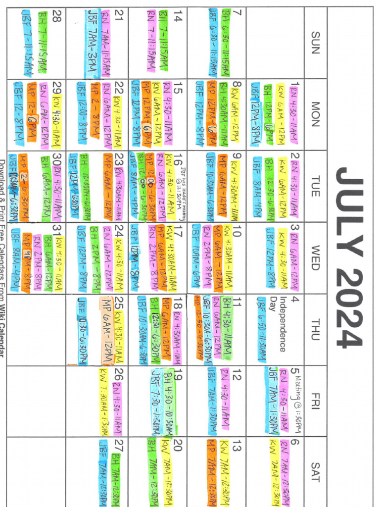 July 2024 Schedule | PDF