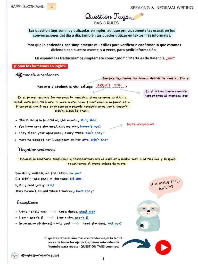 Mastering English Question Tags | PDF | Linguistics | Grammar