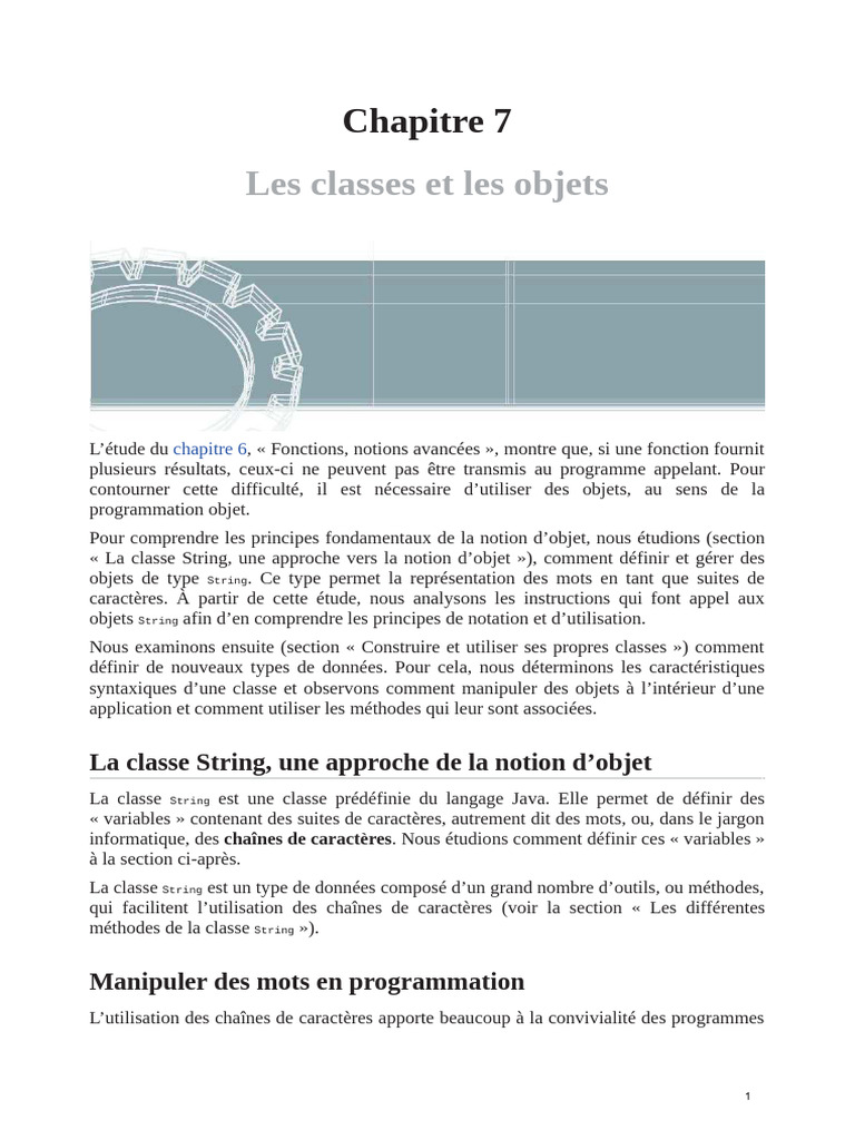 Chapitre 7 - Les Classes Et Les Objets | PDF