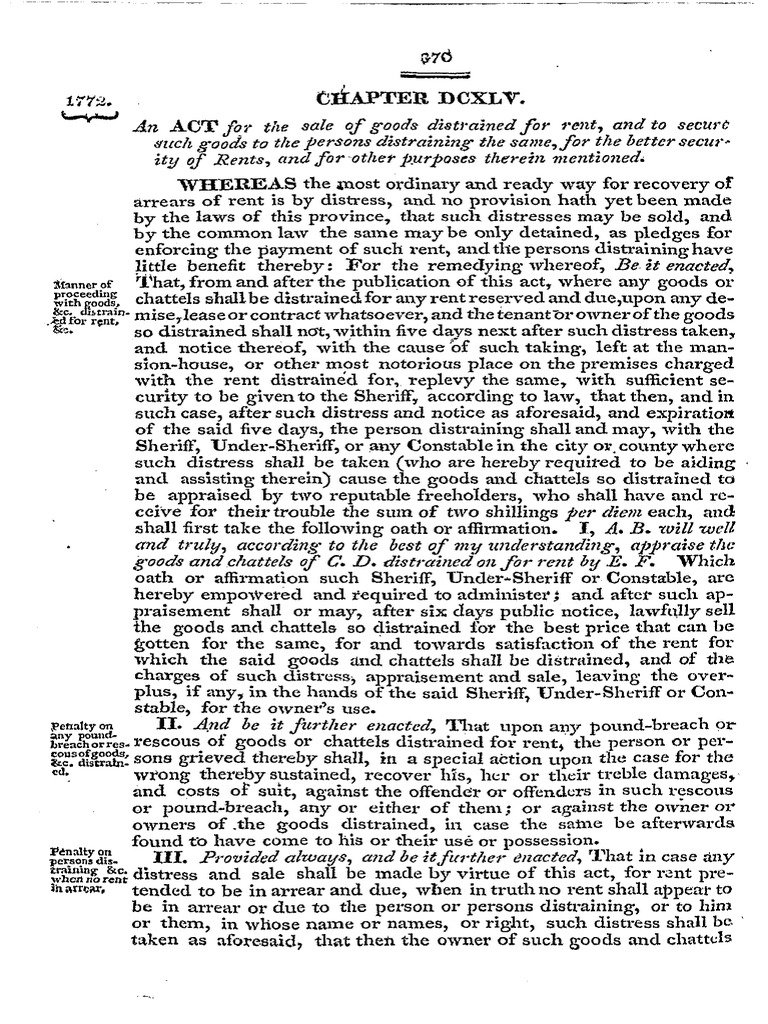 1772 Act Distrain Smith Laws Repealed by 2004 Amend 0645 | PDF | Lease ...