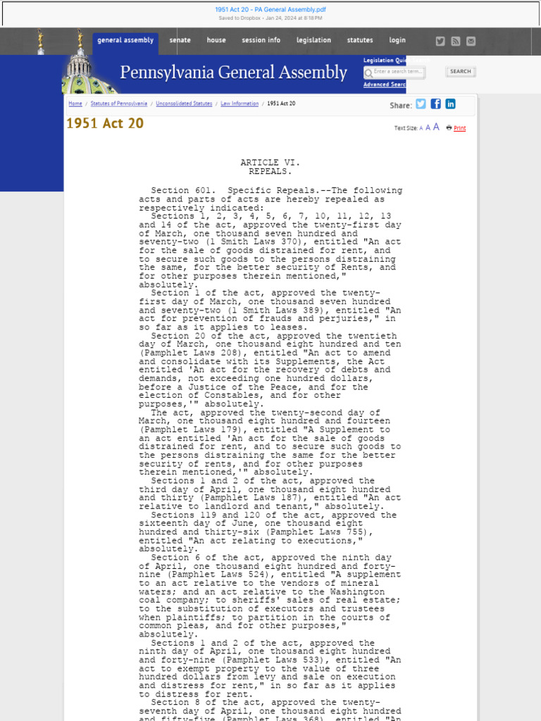 Pennsylvania Landlord-Tenant Act 1951 | PDF | Lease | Landlord
