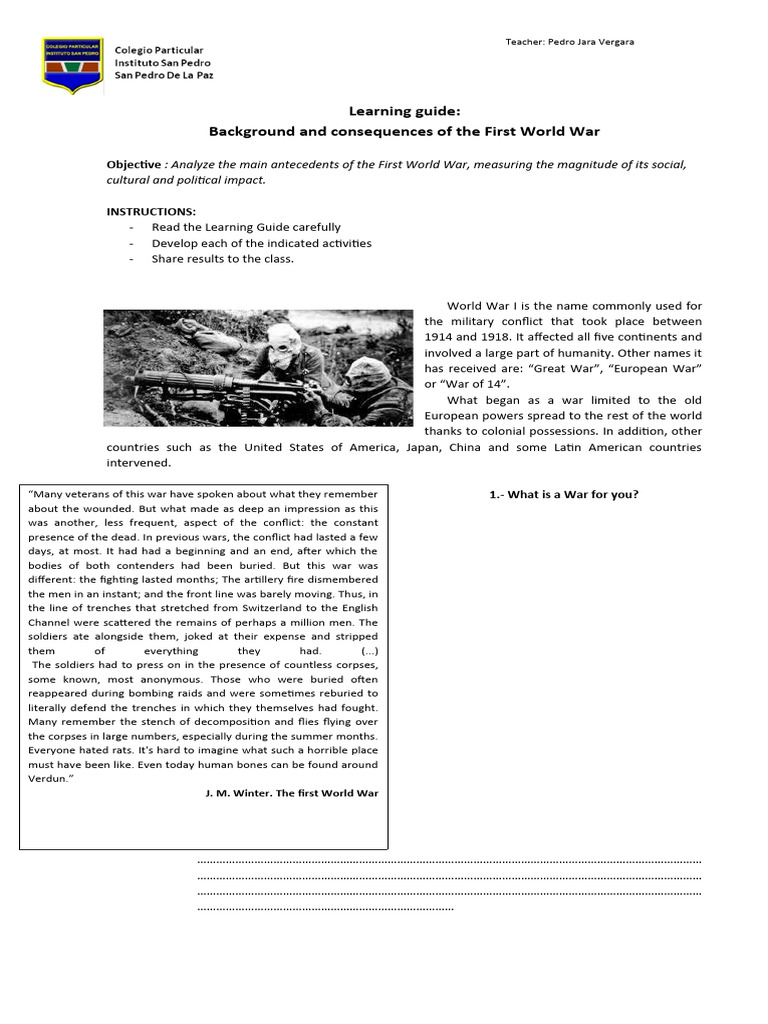 World War I Learning Guide | PDF | International Relations | Europe