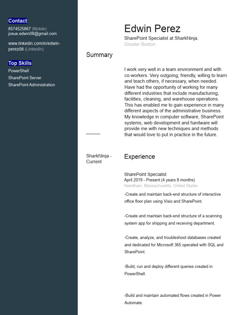 Edwin Perez | PDF | Share Point | Information Technology
