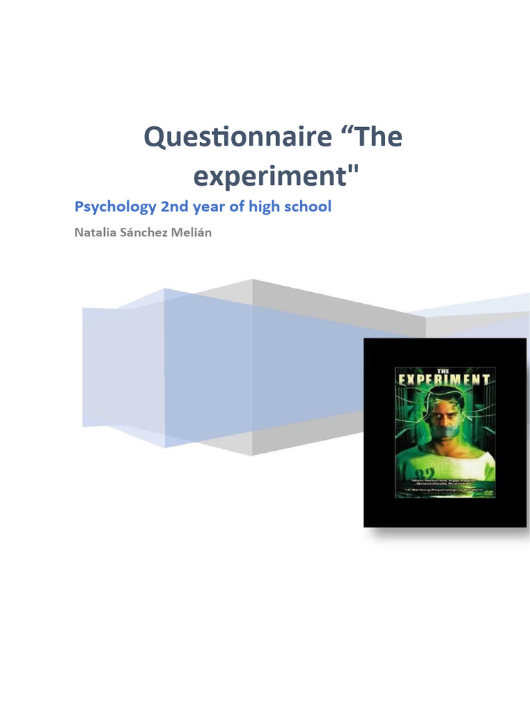 Work Questionnaire The Experiment | PDF | Psychology | Behavioural Sciences