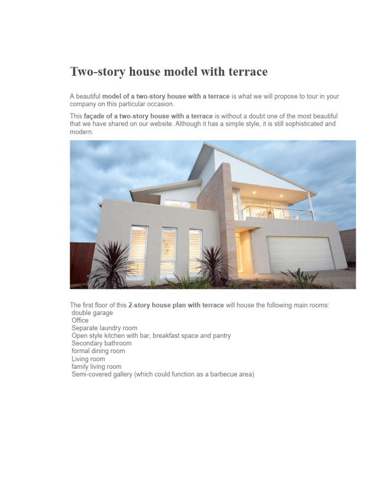 Two-Story House Model With Terrace and Interior | PDF | Room | Interior ...