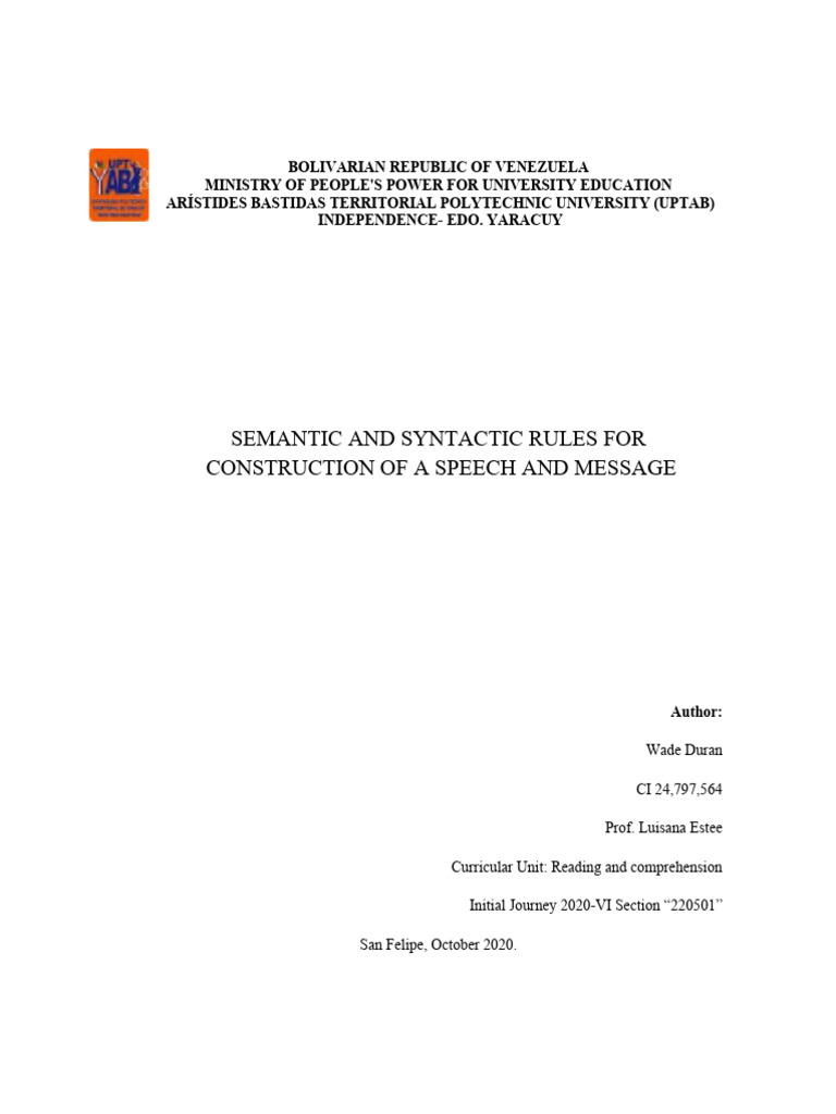 Semantic and Syntactic Rules | PDF | Syntax | Semantics
