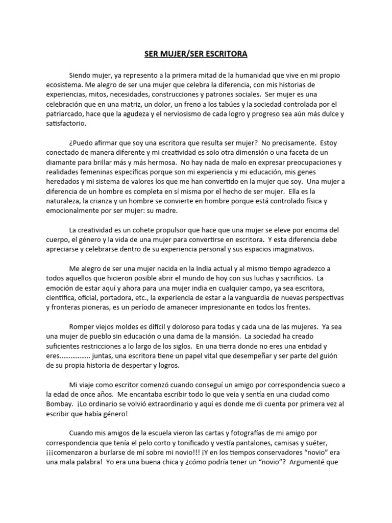 Ser Mujer y Escritora en la India | PDF | Mujer | Escritores