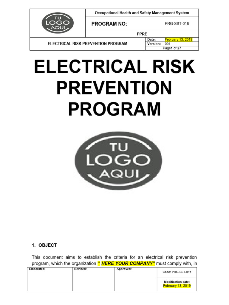 PRG-SST-016 Electrical Risk Prevention Program | PDF | Risk ...