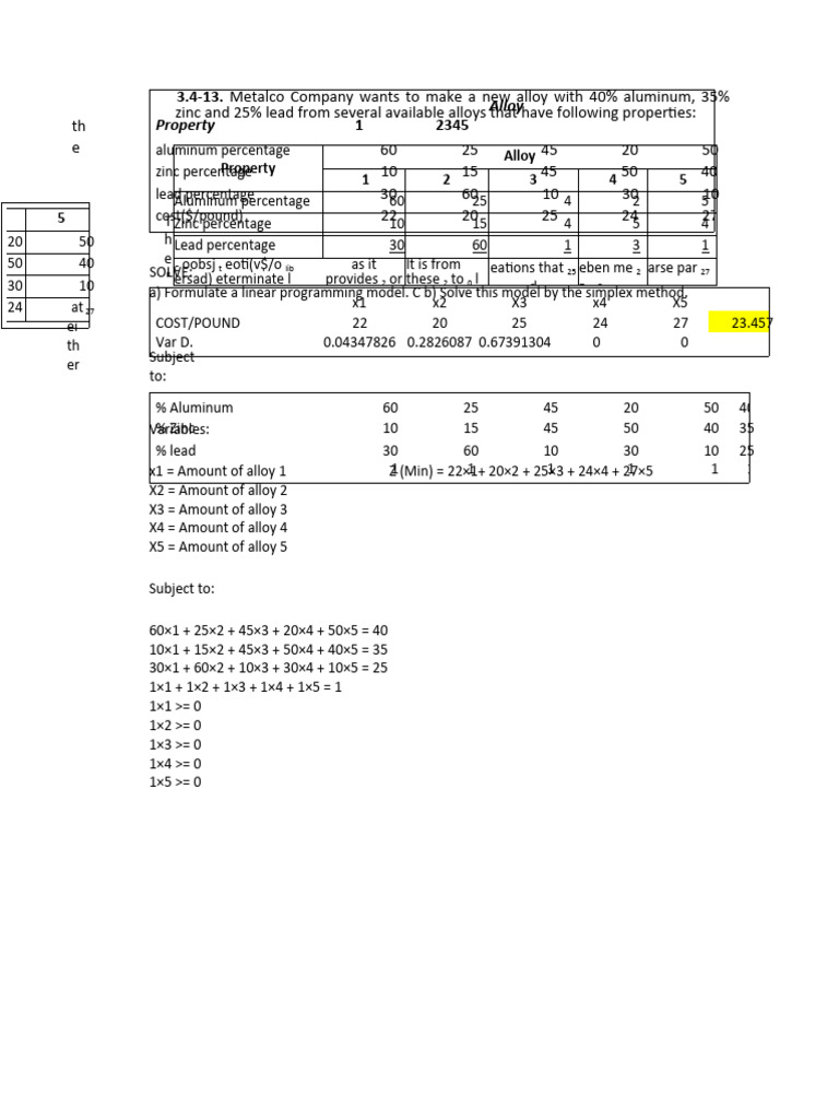 Linear Programming Exercise Download Free Pdf Linear Programming Systems Analysis