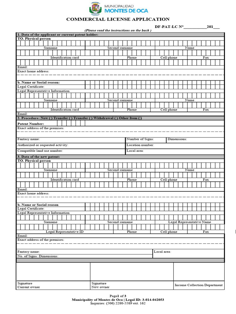 Commercial License Form | PDF | Identity Document | License