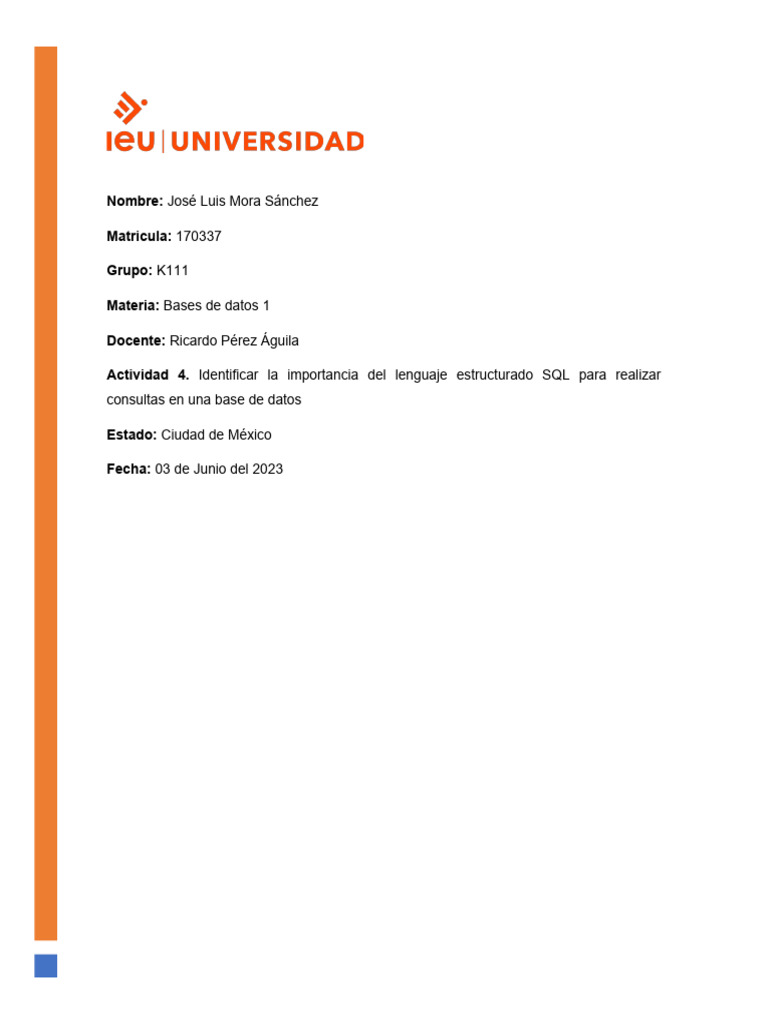 Actividad 4 | PDF | SQL | Bases de datos