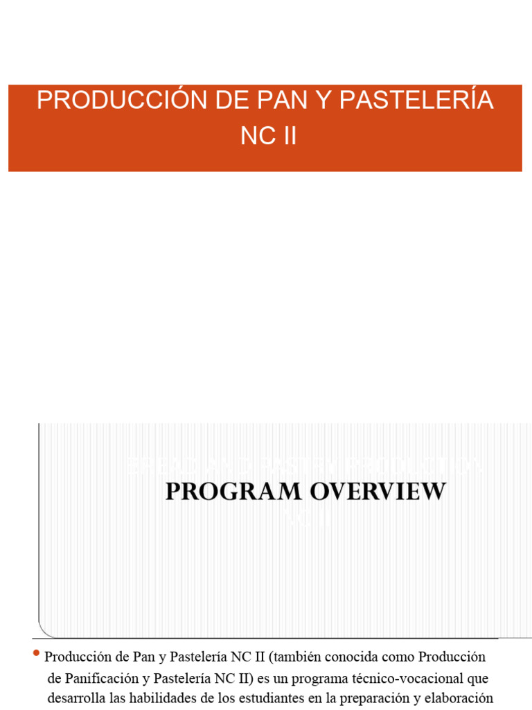Producción de Pan y Pastelería NC II - Pptxoverview | PDF | Panadería | Confitería