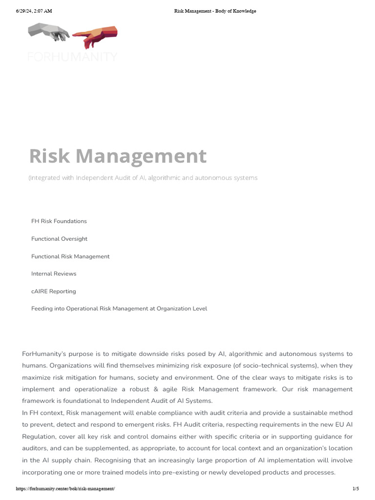 Risk Management - Body of Knowledge | PDF | Risk Management | Risk