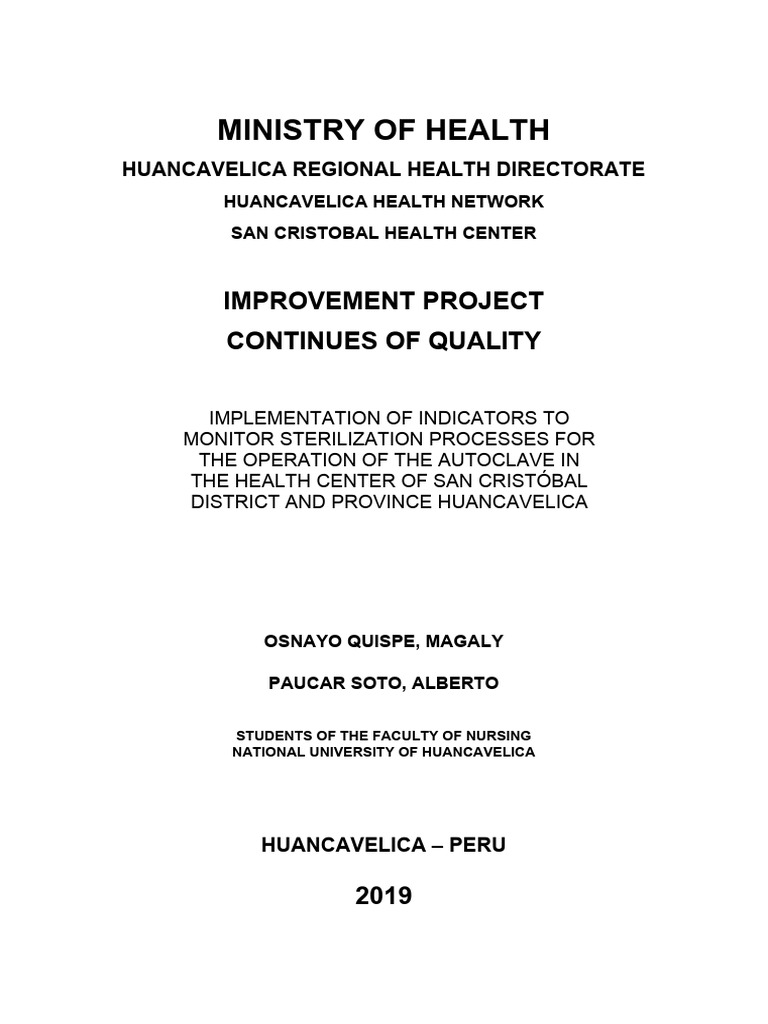 Continuous Improvement Project | PDF | Sterilization (Microbiology ...