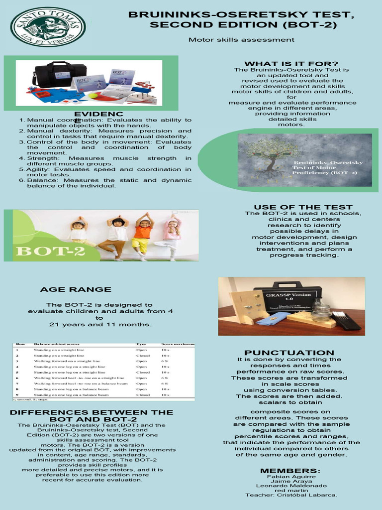 Bruininks-Oseretsky Test (BOT) - Evaluation of Motor Skills | PDF ...