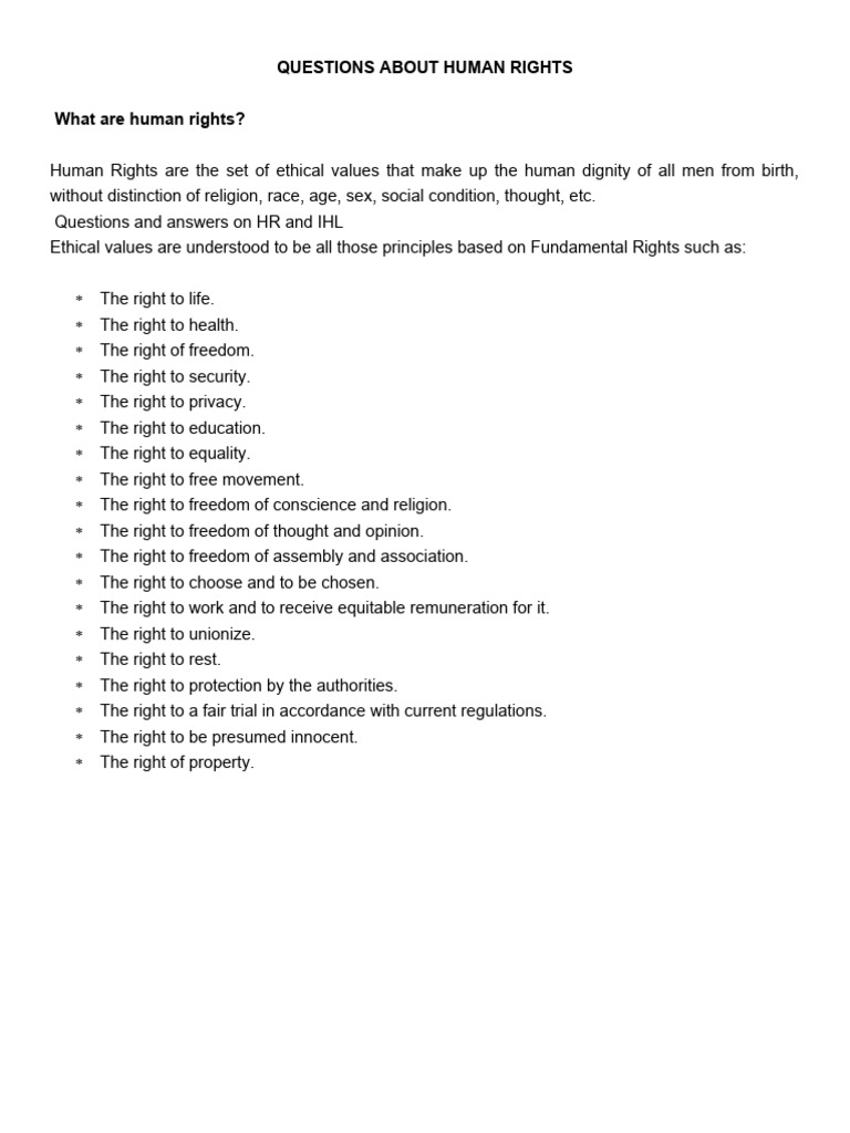 Questions About Human Rights | PDF | Human Rights | United Nations