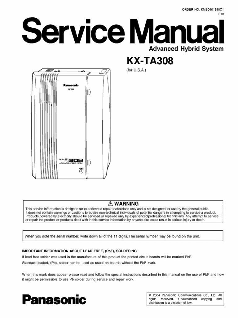 Panasonic Kx-Ta308 SM | PDF