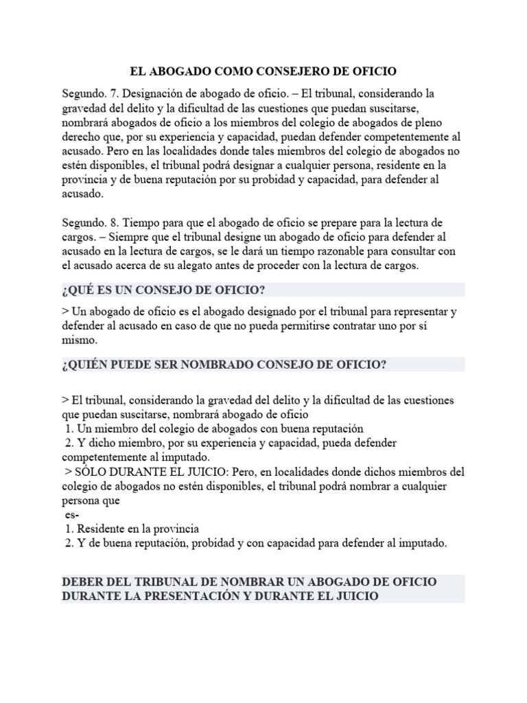 El abogado como abogado de oficio | PDF | Abogado | Defensor público