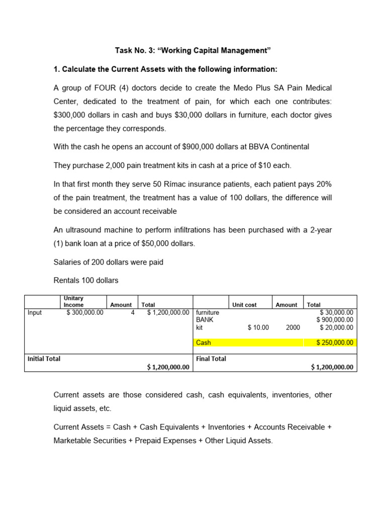 Task 3 - "Working Capital Management" | PDF | Cash | Market Liquidity