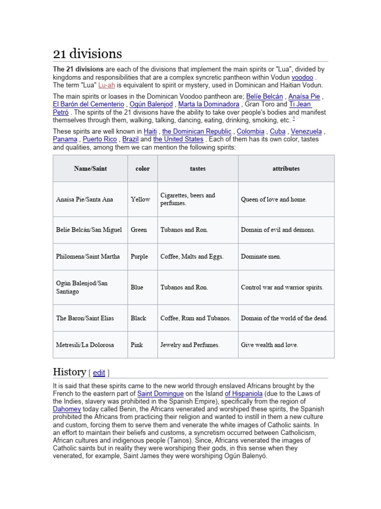 21 Divisions | PDF | Haitian Vodou