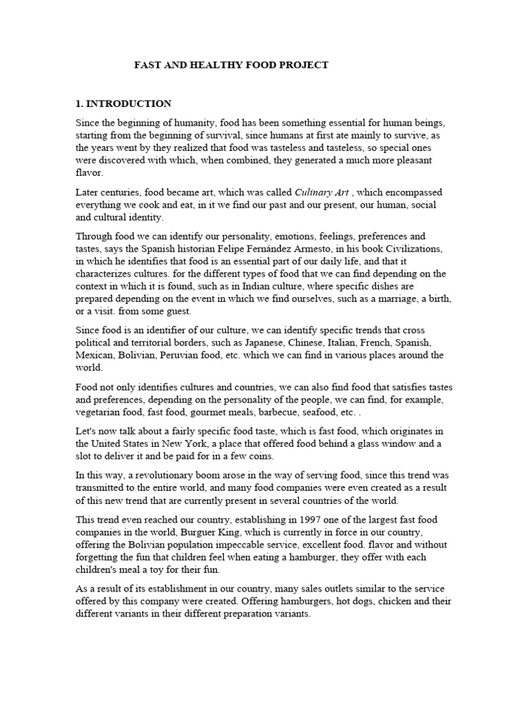 Fast and Healthy Food Project-Complete | PDF | Fast Food | Foods Fast and Healthy Food Project-Complete | PDF | Fast Food | Foods