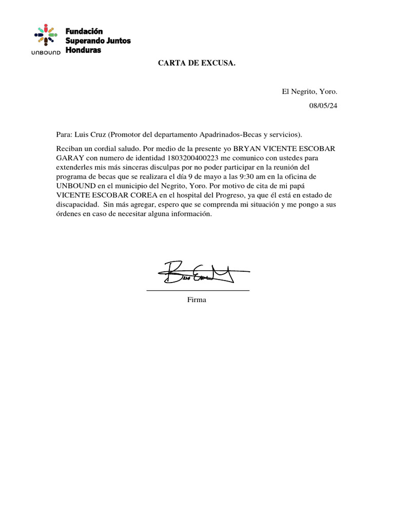 Carta de Excusa | PDF