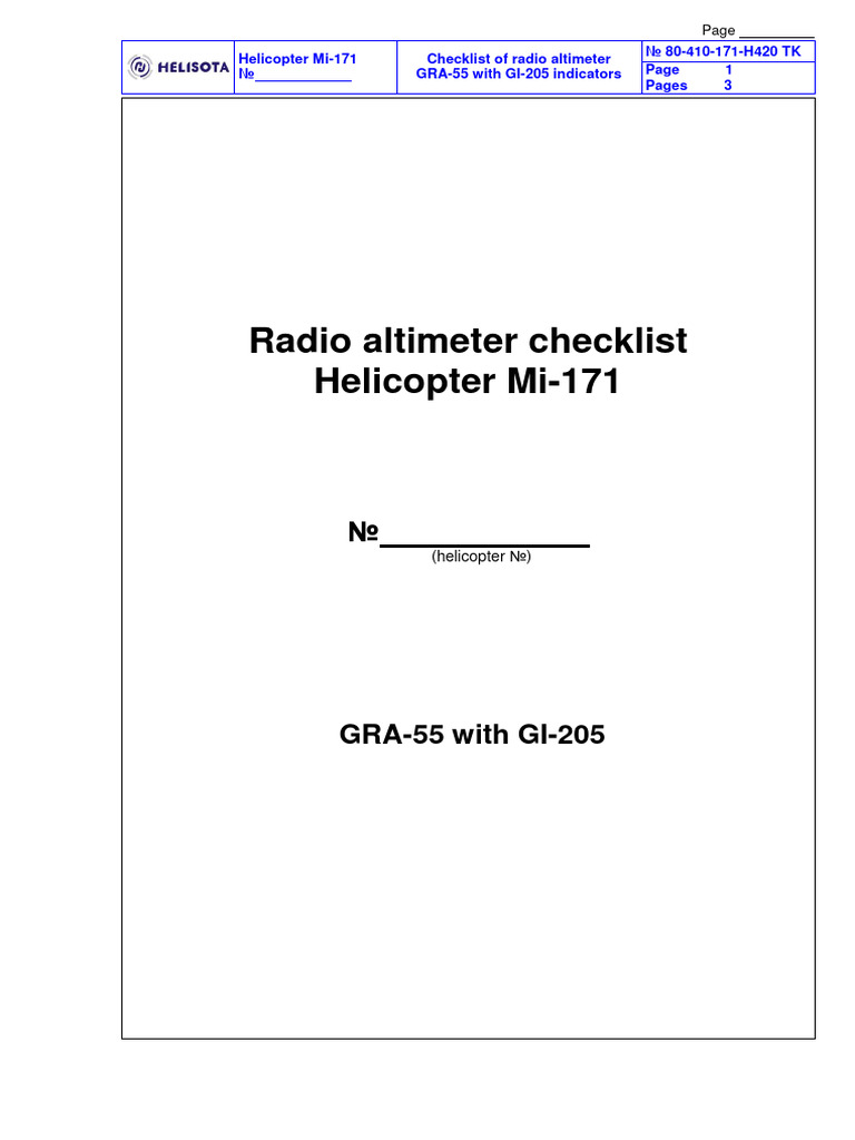 GRA-55 Radio Altimeter Checklist | PDF | Wireless | Electronics
