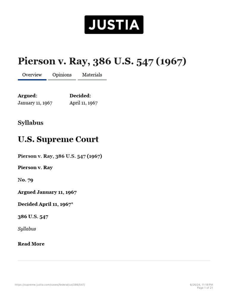Pierson v. Ray - 386 U.S. 547 (1967) - Justia US Supreme Court Center ...
