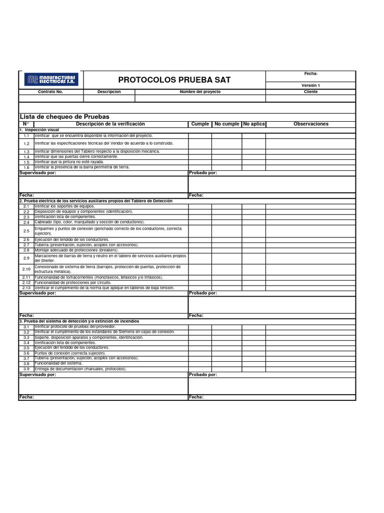 PROTOCOLO PRUEBA SAT | Descargar gratis PDF | Ingenieria Eléctrica