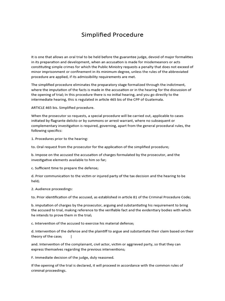 Simplified Procedure | PDF | Prosecutor | Trials