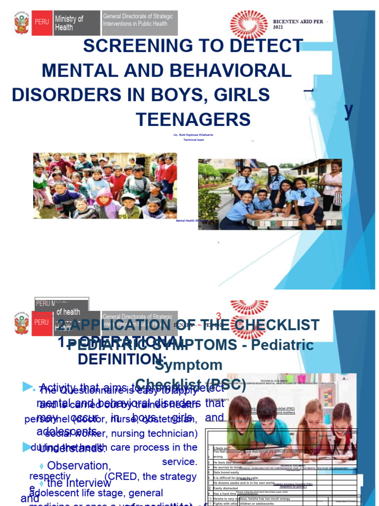 Screening To Detect Mental and Behavioral Disorders in Children and ...