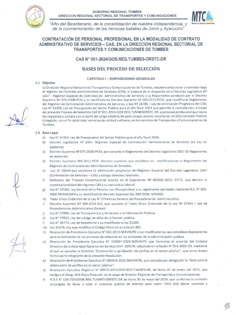 Casn°001 2024 Gob Reg Tumbes DRSTC DR | PDF