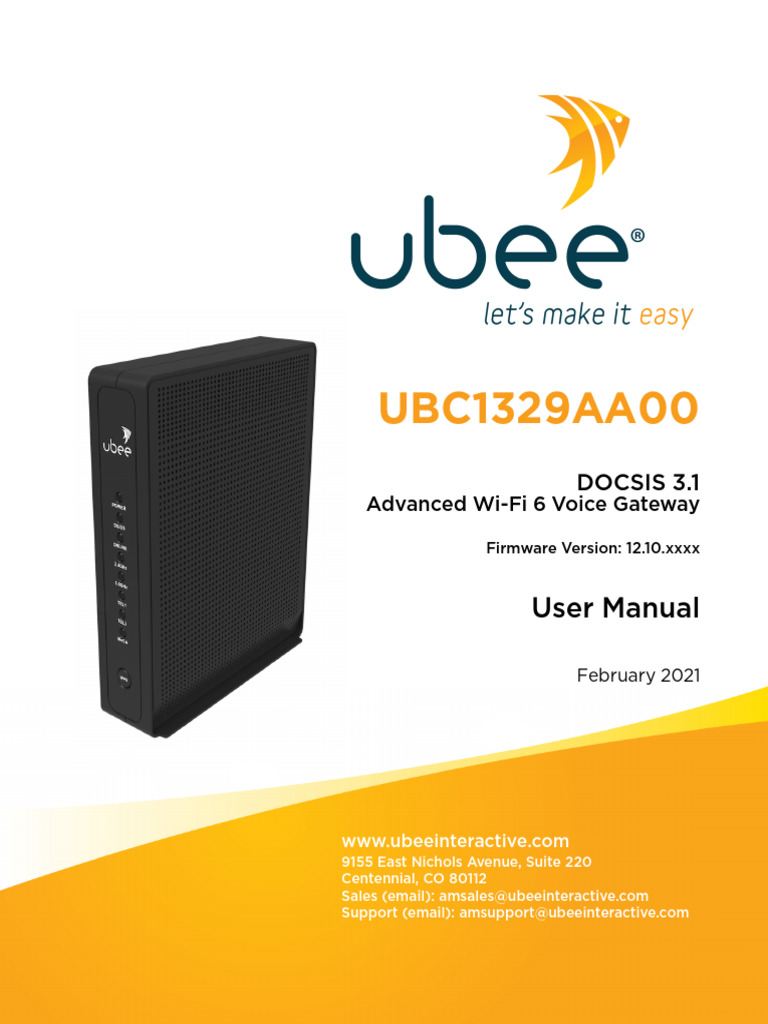 Ubee UBC1329-AA00 User Guide | PDF | Wi Fi | Computer Network