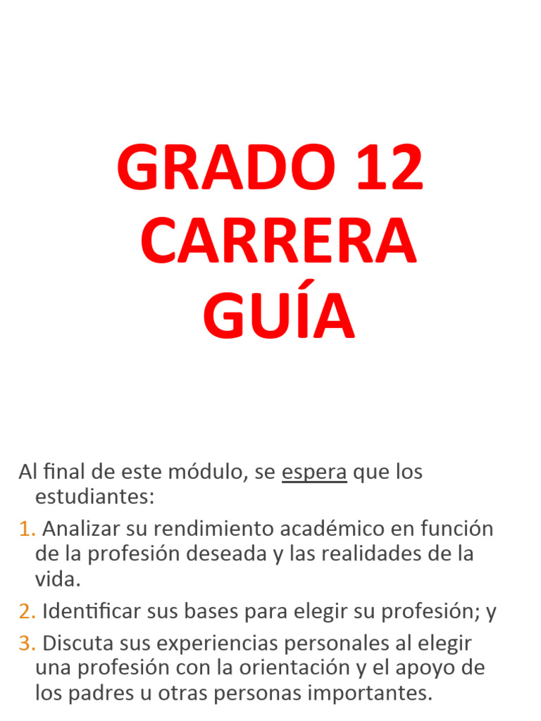 Orientación Profesional G12 | PDF | Aprendizaje