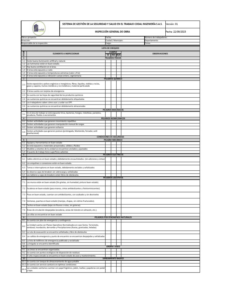 Formatos de Inspecciones | PDF