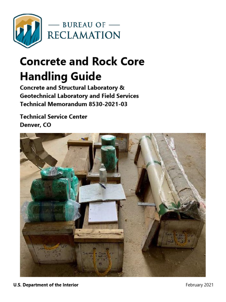 USBR - Concrete and Rock Core Handling Guide - TM-8530-2021 | PDF ...