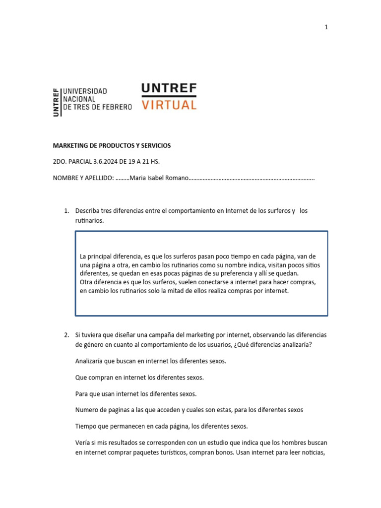 Romano Maria Isabel 2 Parcial Marketing | PDF | Internet | Publicidad