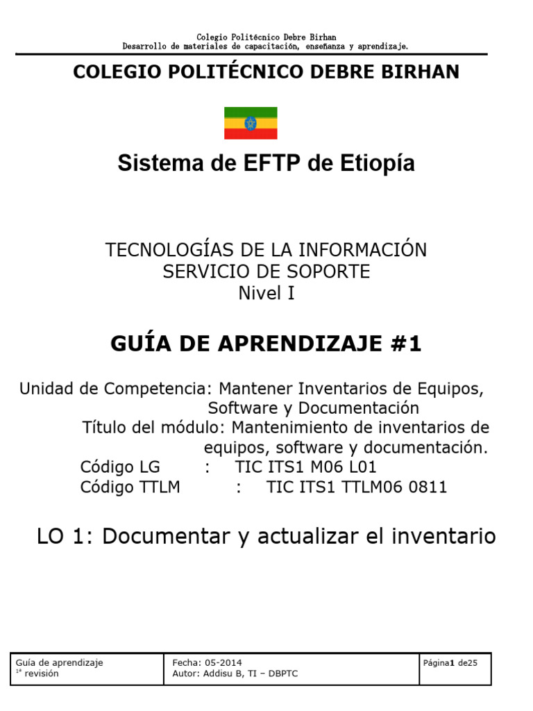 Sistema de EFTP de Etiopía: Guía de Aprendizaje N.° 1 | PDF | Archivo ... Sistema de EFTP de Etiopía: Guía de Aprendizaje N.° 1 | PDF | Archivo ...