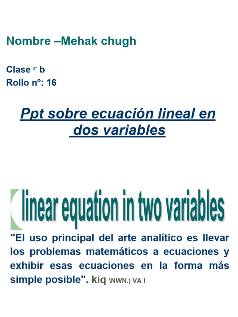 Resolver y Representar Gráficamente Ecuaciones Lineales Con Dos Variables | PDF | Ecuaciones ...
