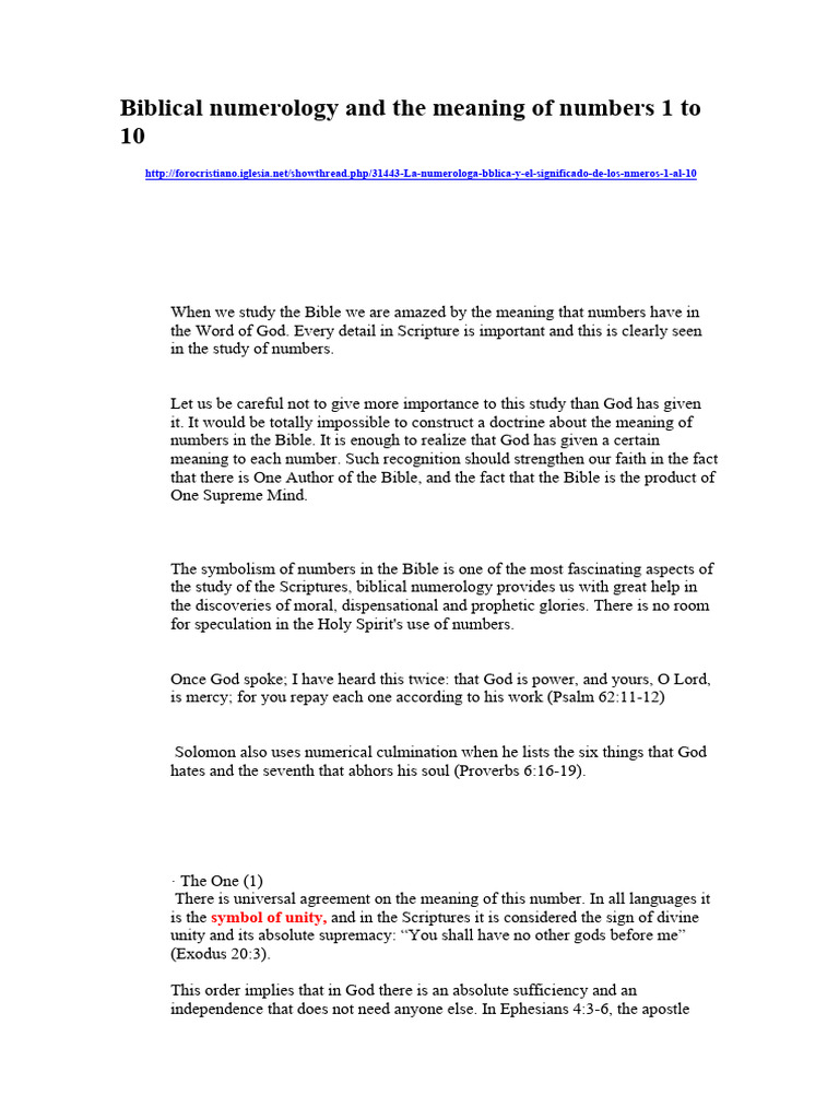 Biblical Numerology and The Meaning of Numbers 1 To 10 | PDF | Bible | God