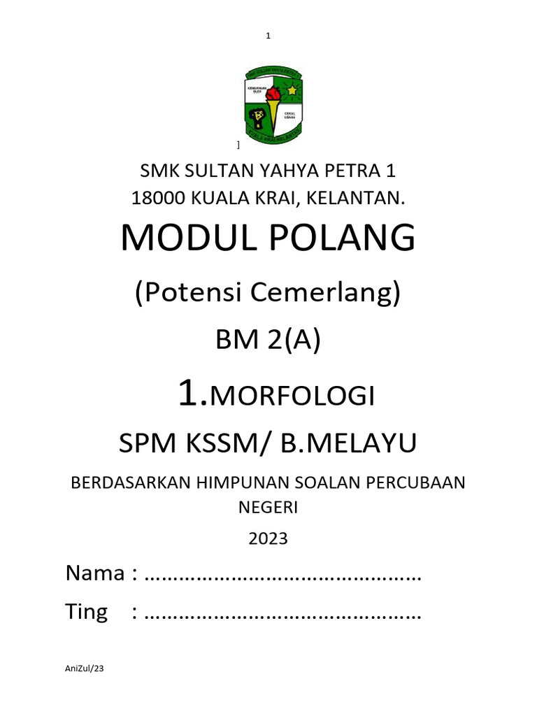 A. Bm2 (A1) Modul Polang Percubaan SPM 2023 | PDF