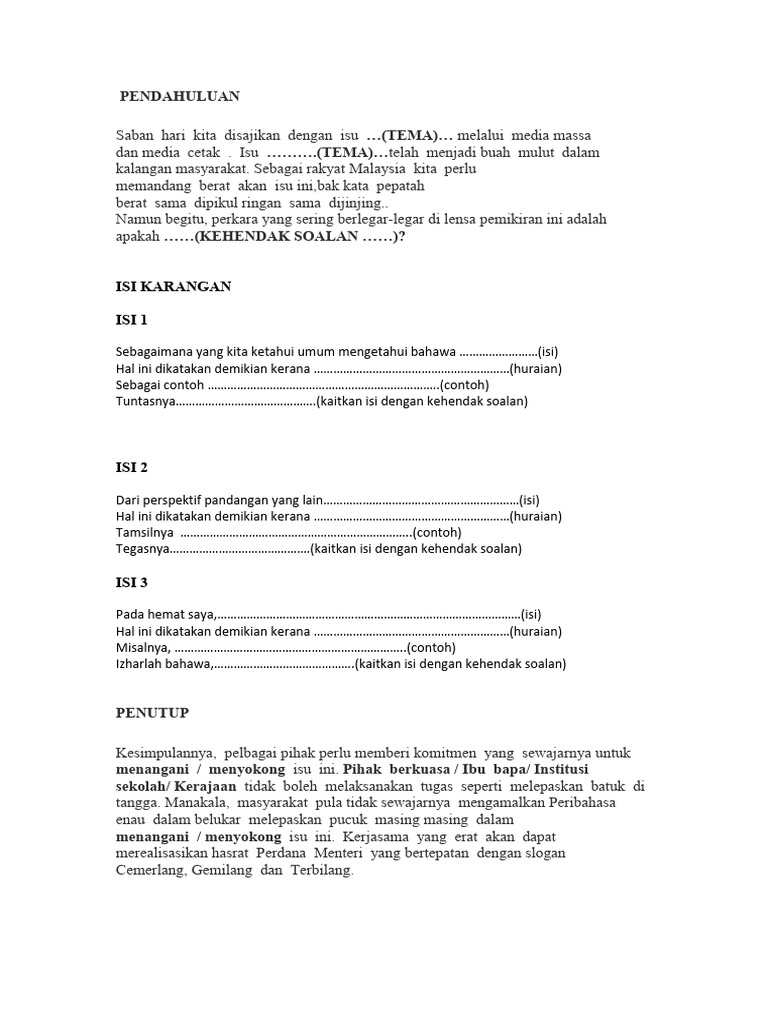 Teknik Karangan Sederhana Bahagian A Pdf