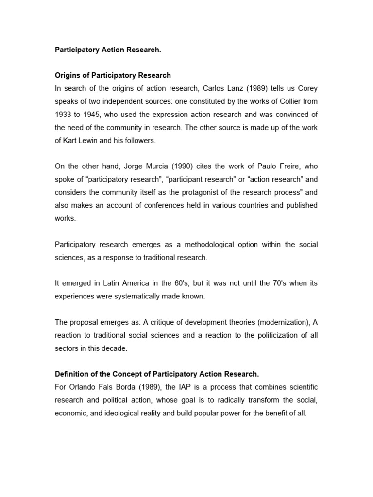 Orlando Fals Borda's Participatory Action Research | PDF ...