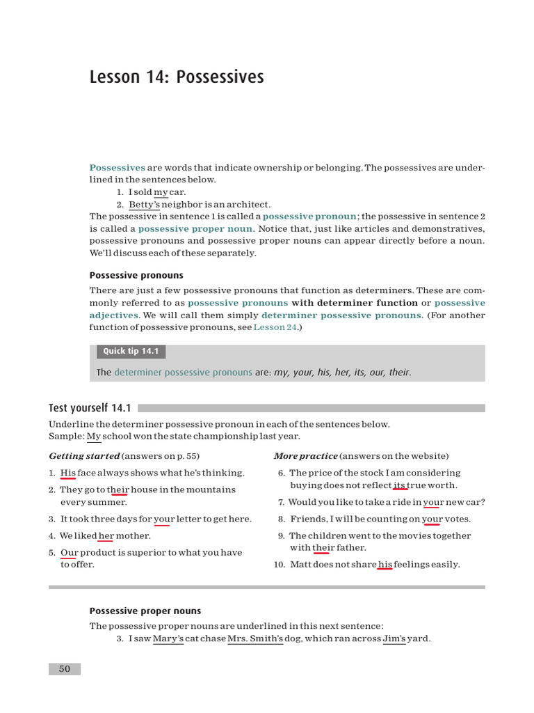 Possessive Reading - Completed | Download Free PDF | Pronoun | Noun