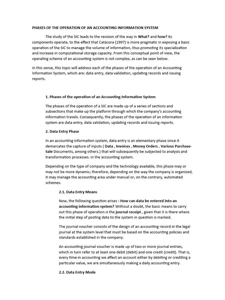 Phases of The Operation of An Accounting Information System | PDF ... Phases of The Operation of An Accounting Information System | PDF ...