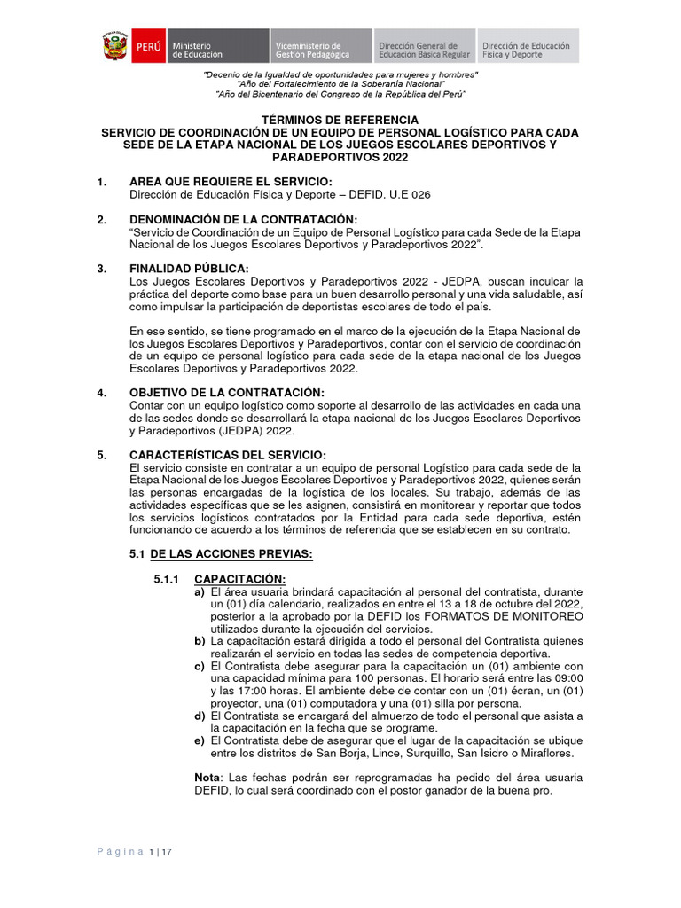 TDR - Coordinacion de Un Equipo Logistico (V3) ... | PDF | Seguro | Póliza de seguros